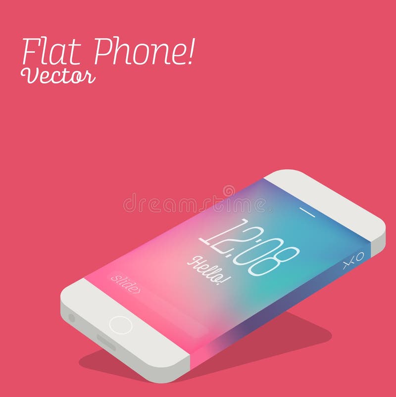 Flat white phone stock illustration. Illustration of perspective - 49190564