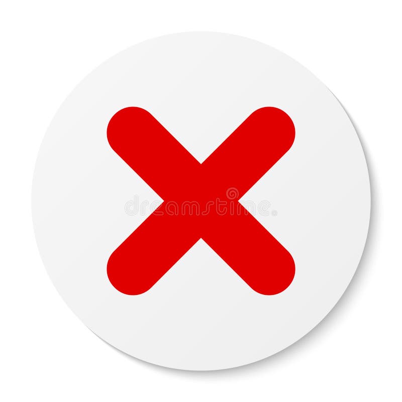 Flat White Round Sticker X Mark Icon, Button. Cross Symbol Isolated on ...