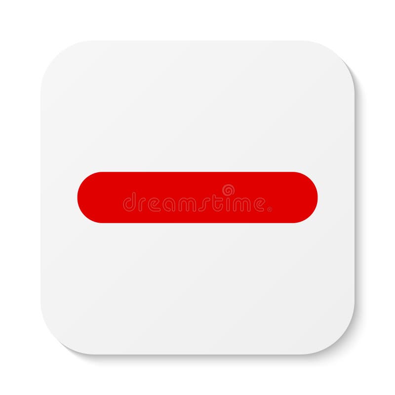 Flat White Square Sticker Minus Sign Icon, Button. Negative Symbol ...