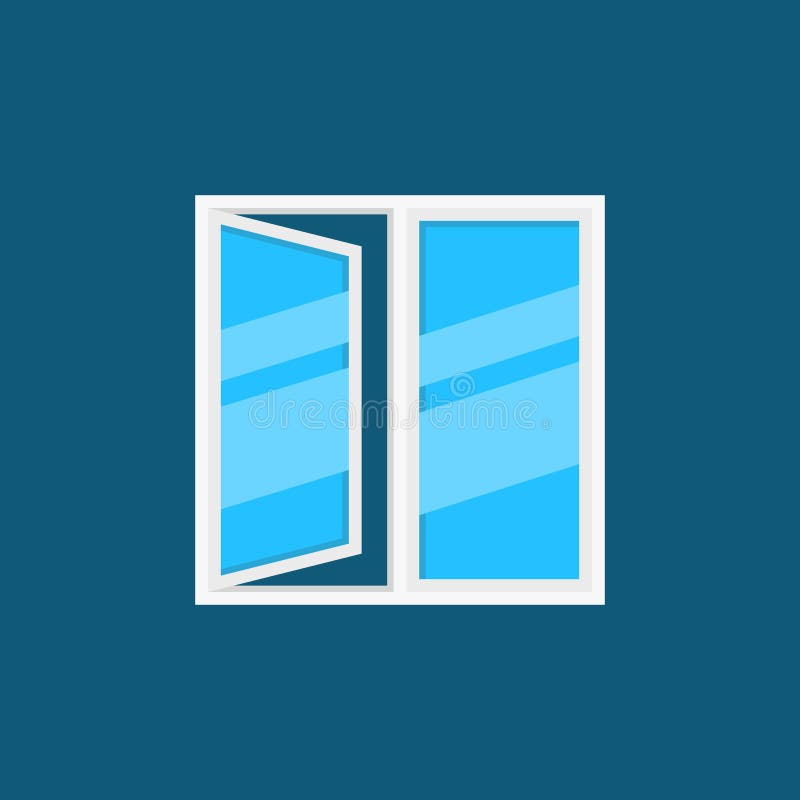 Flat White Window with Blue Glass Vector Icon or Logo Stock Vector ...