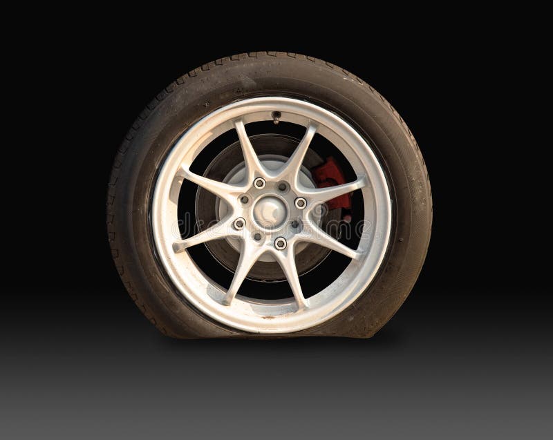 Flat Wind, Blow Broken, Broken Tires Isolated from the Background. the ...