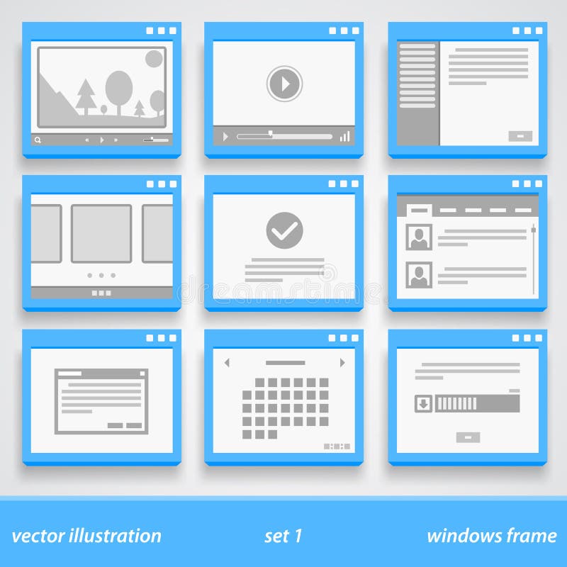 Flat windows frame. set 1 stock vector. Illustration of player - 50001829