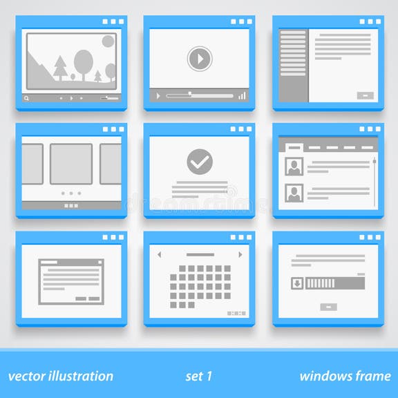 Flat windows frame. set 1 stock vector. Illustration of player - 50001829