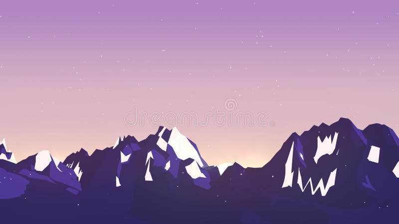 Flat Winter Mountain Landscape Background. Computer Generated Loop ...