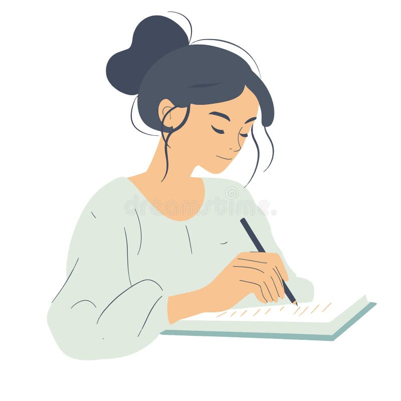 Flat Woman Writing Notes during a Presentation Vector Stock ...