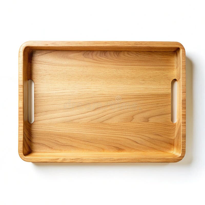 Flat Wooden Serving Tray on White Background Stock Illustration ...