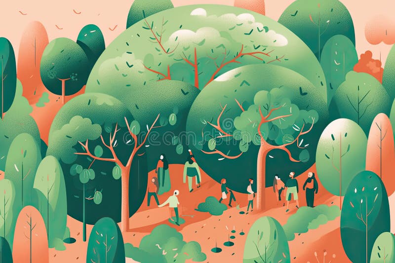 Flat World People Tree Planting Environment Day Illustration Safe Earth ...