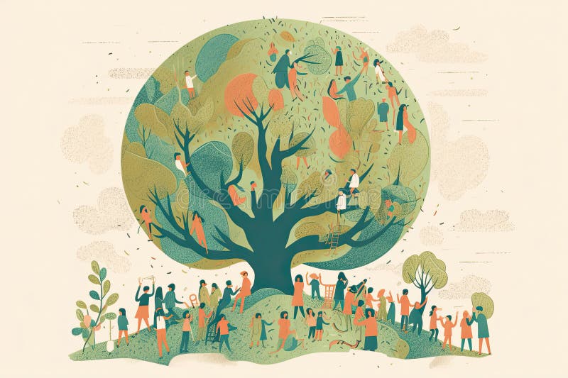 Flat World People Tree Planting Environment Day Illustration Safe Earth ...