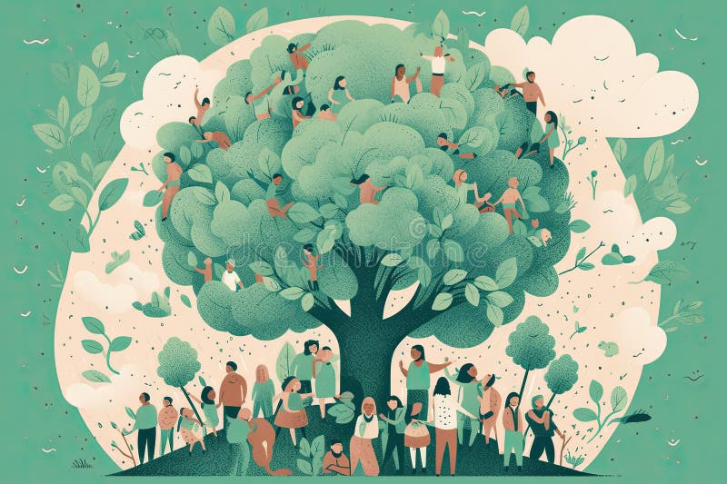 Flat World People Tree Planting Environment Day Illustration Safe Earth ...