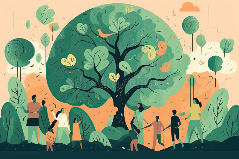 Flat World People Tree Planting Environment Day Illustration Safe Earth ...