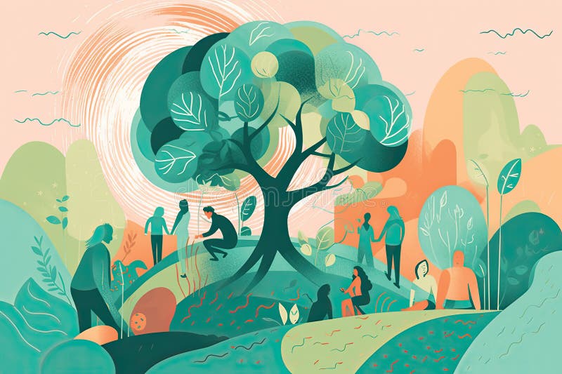 Flat World People Tree Planting Environment Day Illustration Safe Earth ...