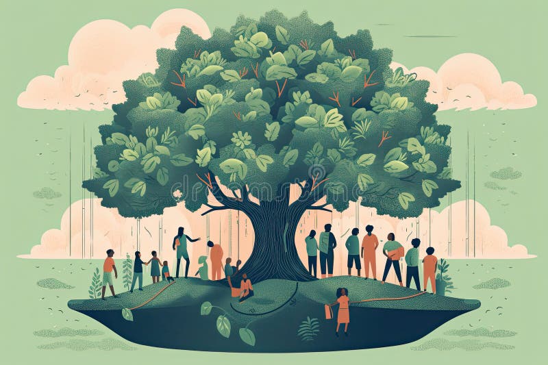 Flat World People Tree Planting Environment Day Illustration Safe Earth ...