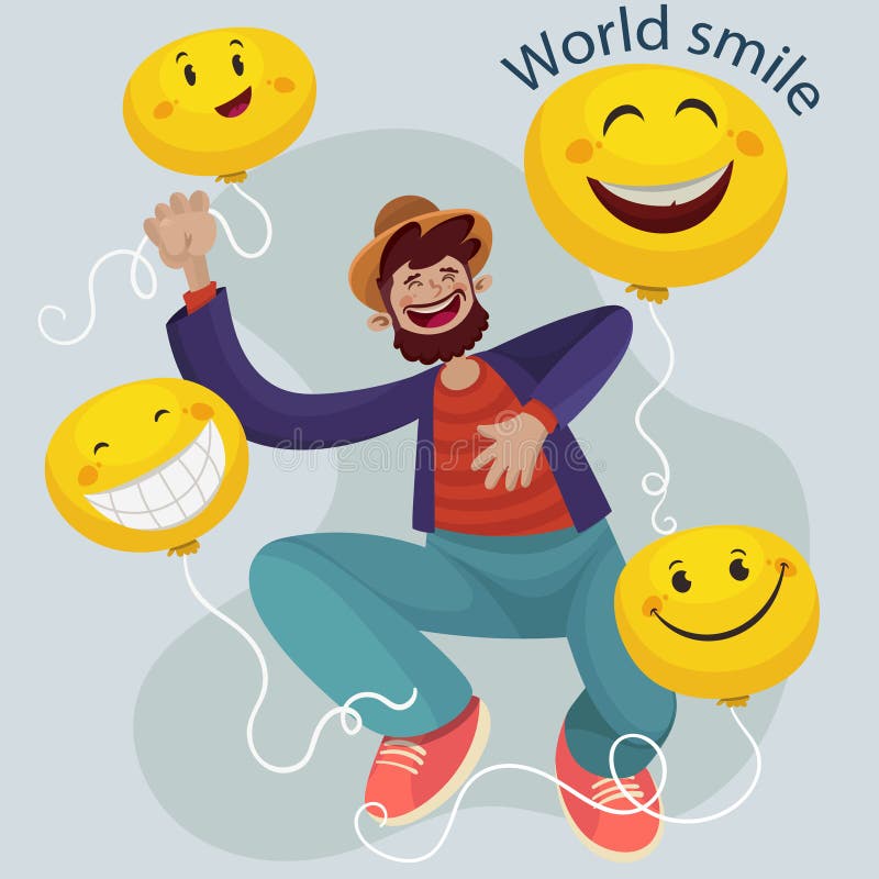 Flat World Smile Day Illustration Vector Illustration. Stock Vector ...