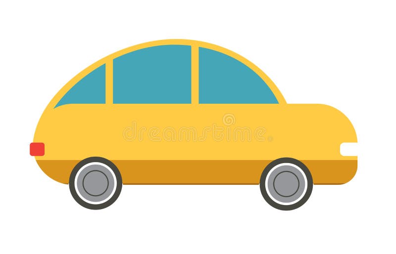 Flat yellow car stock illustration. Illustration of design - 72144145