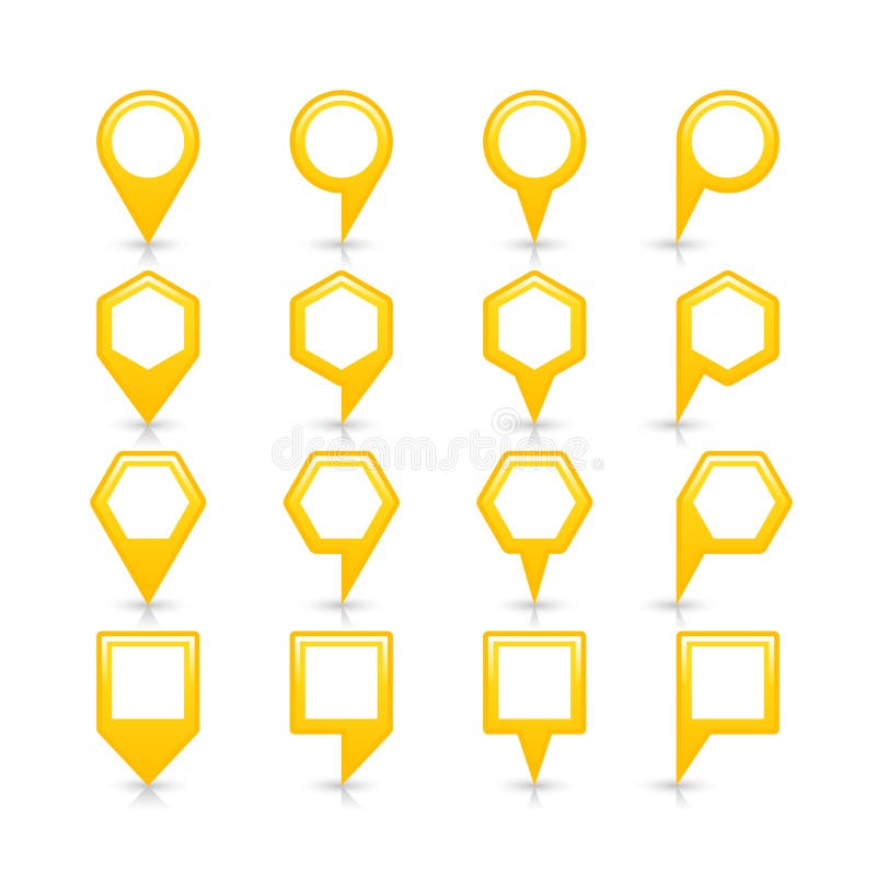 Flat Yellow Color Map Pin Sign Location Icon Stock Vector ...