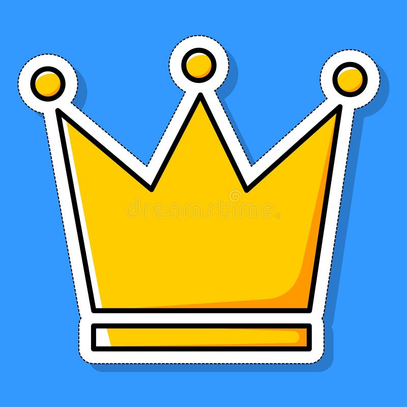 Flat Yellow Crown Sticker. Vector Illustration. Stock Vector ...