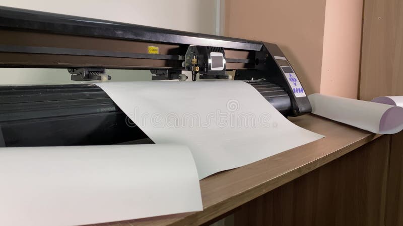 Flatbed plotter process. stock video. Video of selfadhesive - 321356791