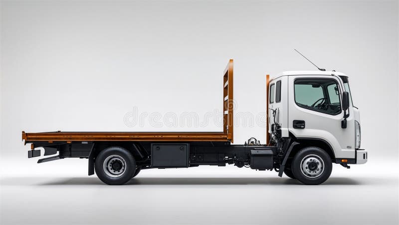 Flatbed Truck in Profile with Open Bed and Minimal Cab, No Text, on ...