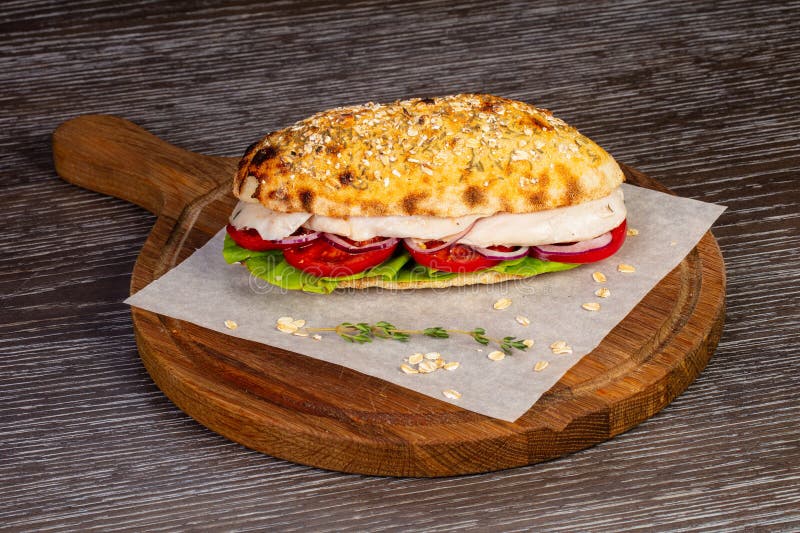 Flatbread with Chicken Breast Stock Photo - Image of flatbread, dinner ...