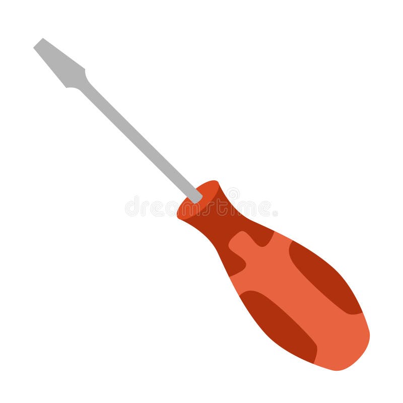 Flathead Screwdriver Hand Drawn Flat Vector Illustration Stock ...