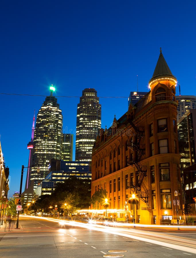 Flatiron and Downtown Toronto at Night Editorial Photo - Image of ...
