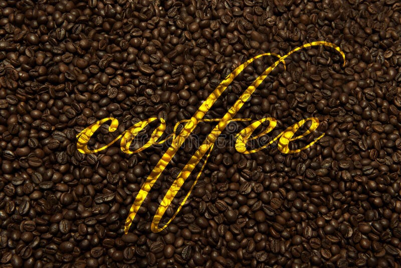 Flatlay of Coffee Texture Background, Roasted Beans, with Coffee Text ...