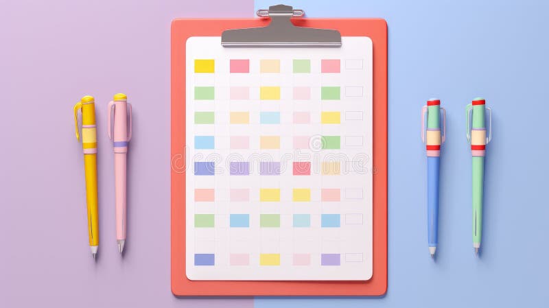 Flatlay of a Colorful Checklist with Checkboxes Stock Illustration ...