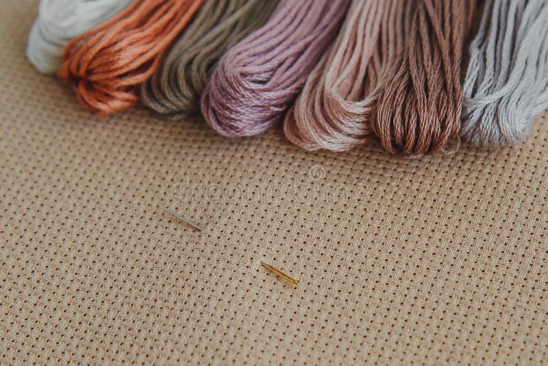 Flatlay Creativity: Canva Aida Beige and Multi-colored Thread Mouline ...