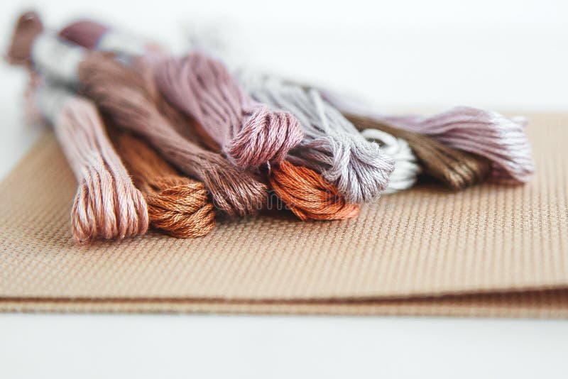 Flatlay Creativity: Canva Aida Beige and Multi-colored Thread Mouline ...