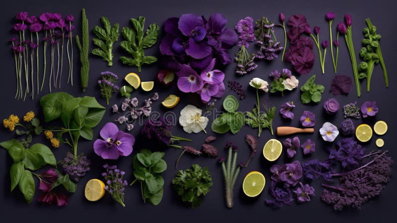Flatlay Layout of Lavender, Elements of Various Sizes and Types of ...
