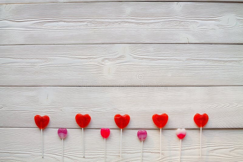 Flatlay: Lollipops on a White Wooden Boards Stock Photo - Image of ...