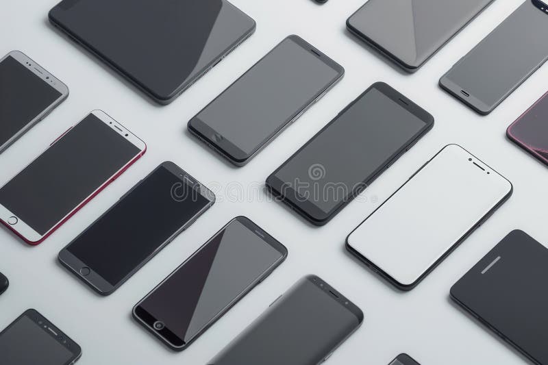 A Flatlay of Multiple Modern Smartphones Arranged at Different Angles ...