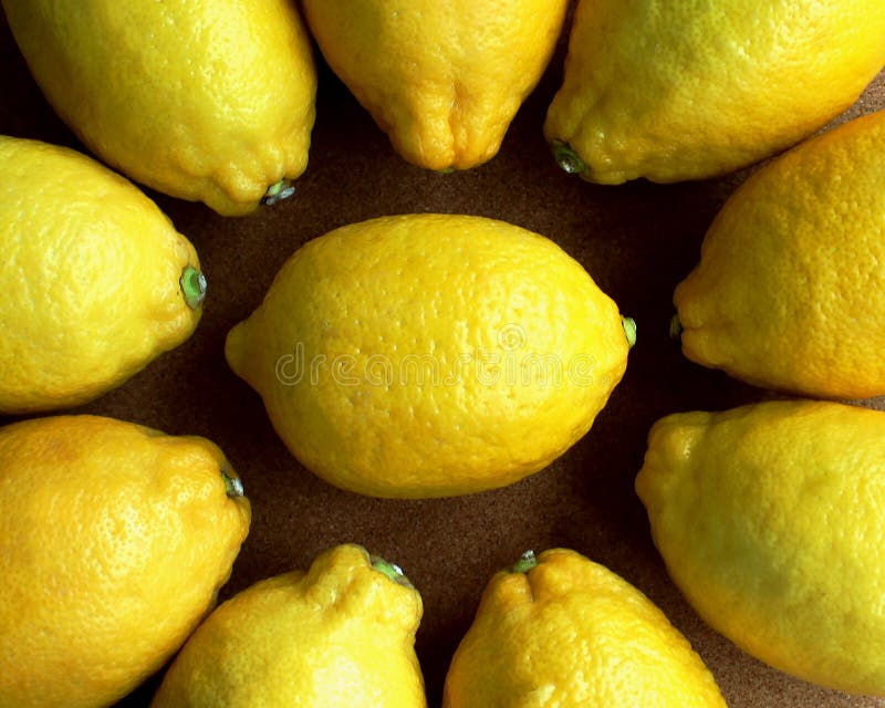Flatlay Photo of Lemons on Table Close-up. Top View Lemon Horizontal ...