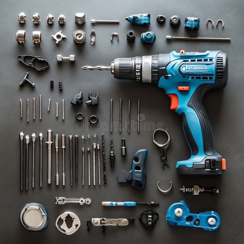 Cordless Drill Kit Tools Hardware Screws DIY Repair AI Generated. Stock ...