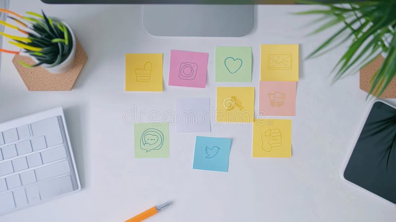 Flatlay of Social Media Icons on Sticky Notes Stock Photo - Image of ...