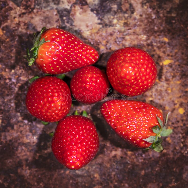 Flatlay Strawberries Rusty Background Stock Photos - Free & Royalty ...