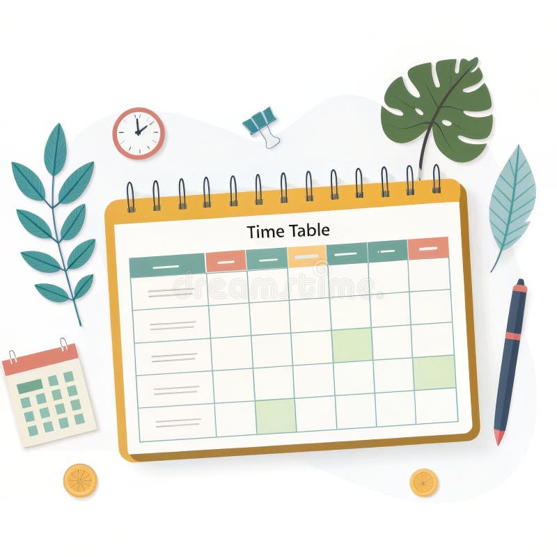Flatlay Timetable Design Weekly Schedule Planner, Illustration ...