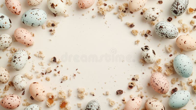 Flatley, Top View of an Easter Border Frame of Robin S Eggs and ...