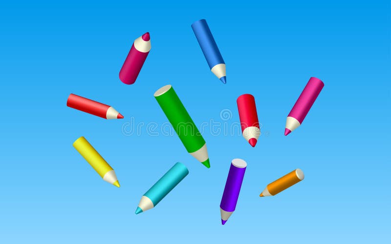 Falling colored pencils. stock illustration. Illustration of pencil ...