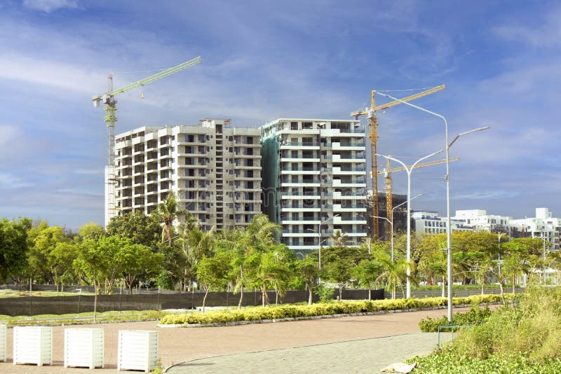 Building Construction in a Cramped Area Stock Image - Image of ...