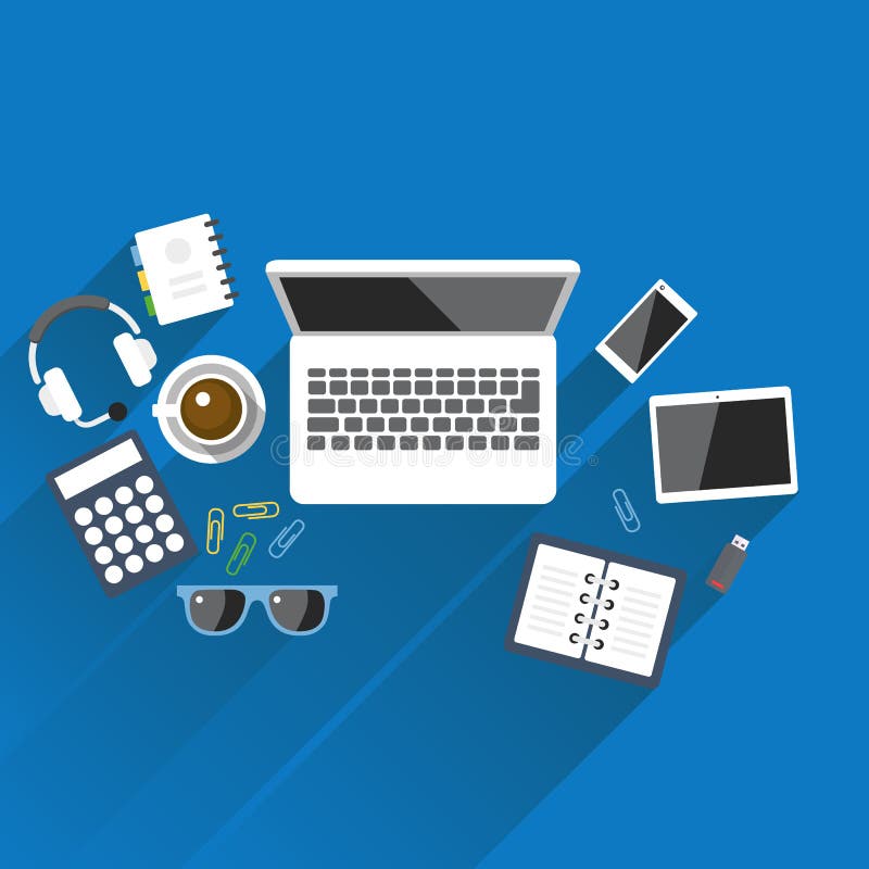 FlatTableOffice07 stock vector. Illustration of felt - 47361985