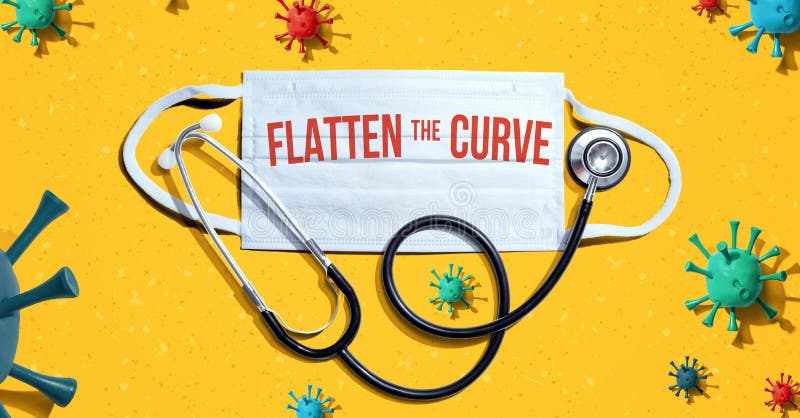 Flatten the Curve Theme with Mask and Stethoscope Stock Image - Image ...
