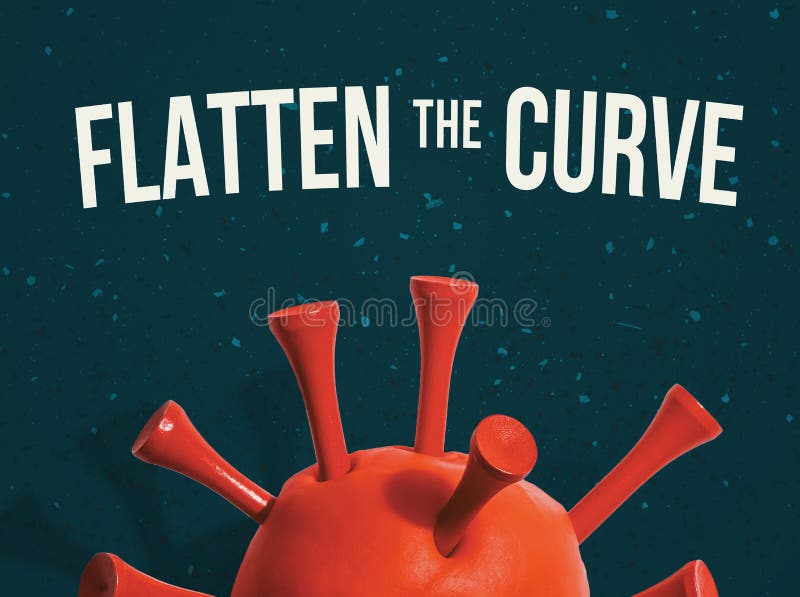 Flatten the Curve Theme with a Red Virus Stock Image - Image of blue ...