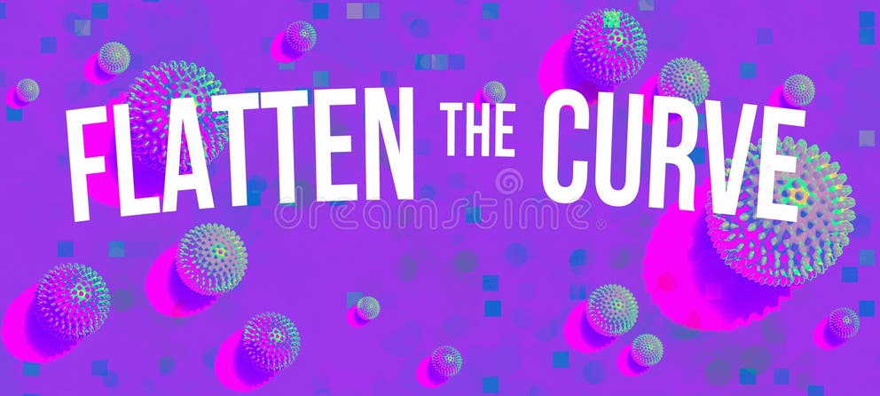 Flatten the Curve Theme with Viral Objects Stock Photo - Image of ...