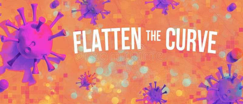 Flatten the Curve Theme with Viral Objects Stock Photo - Image of ...