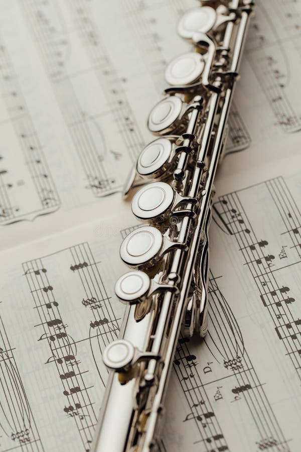 Flauto Traverso Sullo Strato Di Musica Immagine Stock - Immagine di ...