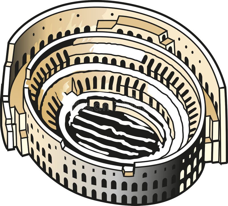 Flavian Amphitheatre of Coliseum Stock Illustratie - Illustration of ...