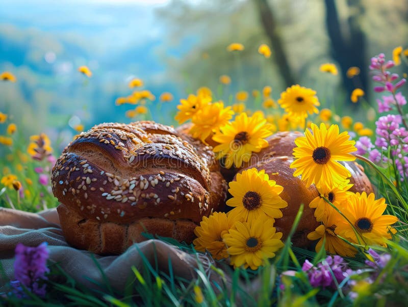 Flavor of Easter Joy: Bread with Bright Colors. Created by AI Stock ...