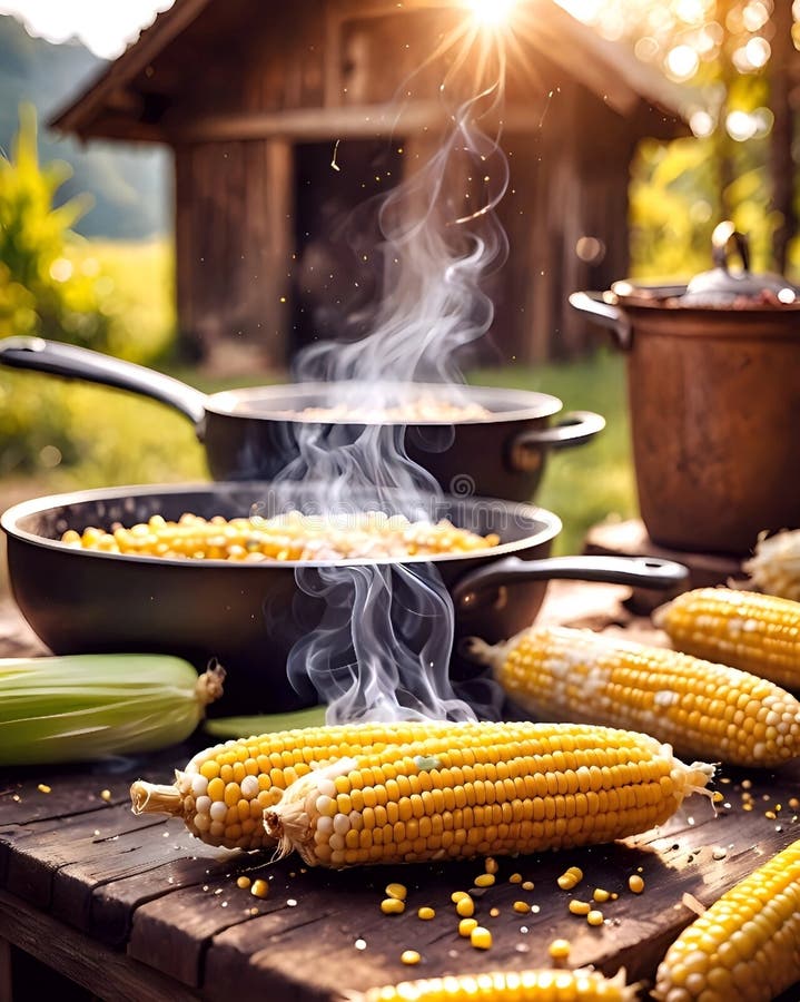 Flavor of Summer: Fresh Corn, Sun, and the Joy of Outdoor Cooking Stock ...