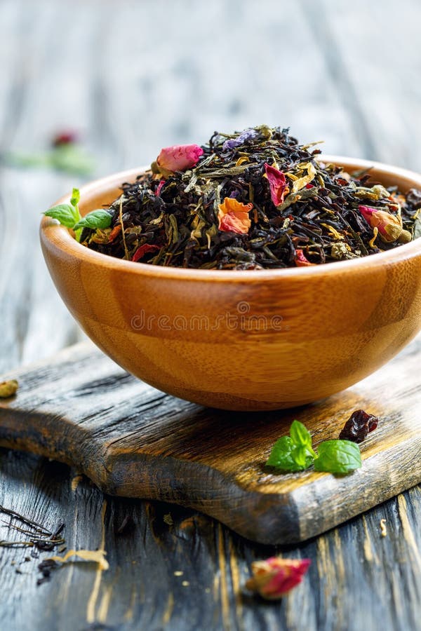 Flavored Black Tea with Flower Petals. Stock Photo - Image of floral ...